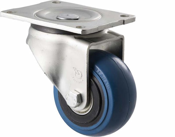 100mm Blue Rubber Industrial Castors - 300KG Rated