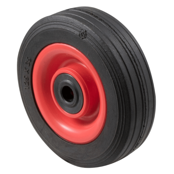 125mm, 150mm or 200mm Black Rubber Tyre Utility Wheels